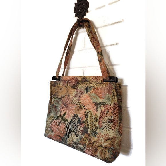 Bags | Vintage Toby Weston Tropical Animal Woven Tapestry Hand Bag | Poshmark